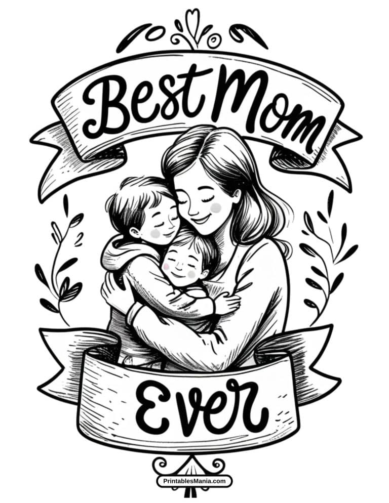 Best Mom Ever Coloring Page - Printables Mania
