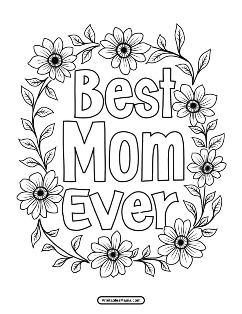 Best Mom Ever Coloring Page - Printables Mania